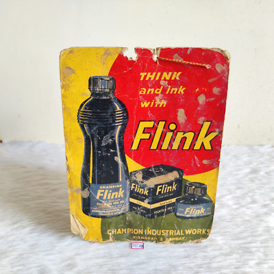 1950s Vintage Think & Ink With Flink Advertising Cardboard Sign Old ...