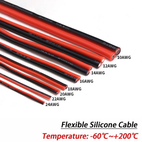 SUPER FLEXIBLE TWIN CORE FLEXIBLE SILICONE CABLE 8AWG-26AWG WIRE 1/2/3 ...