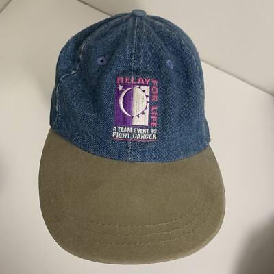 American Cancer Society Relay for Life Hat Denim Strap back Baseball ...