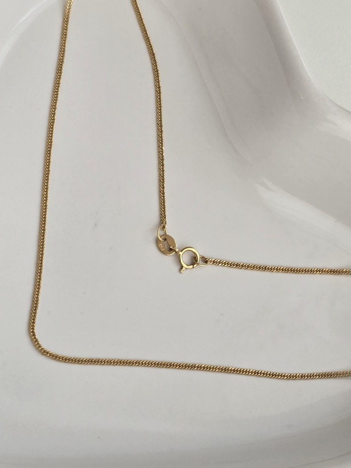 18K Yellow Gold Chain Size 18" 1mm Lightweight Dainty New Unisex ...