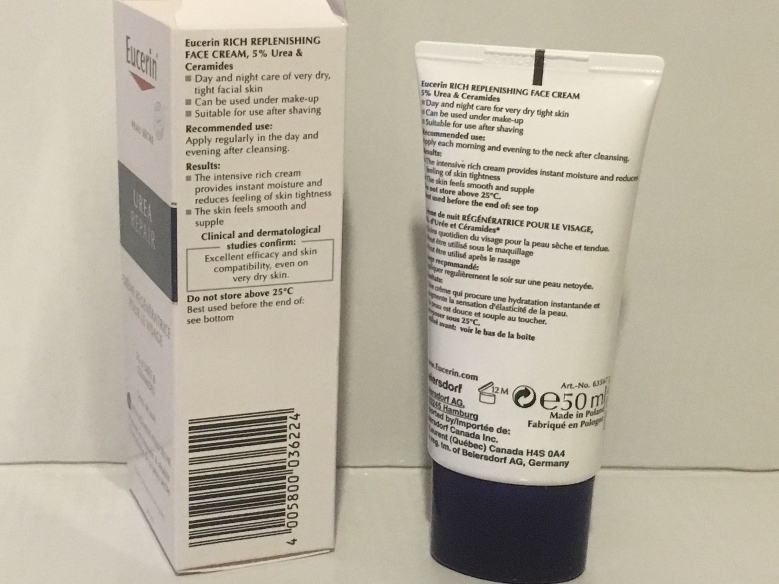 Eucerin Rich Replenishing 5% Urea FACE Night CREAM 50ml Dry Skin Exp 10 ...