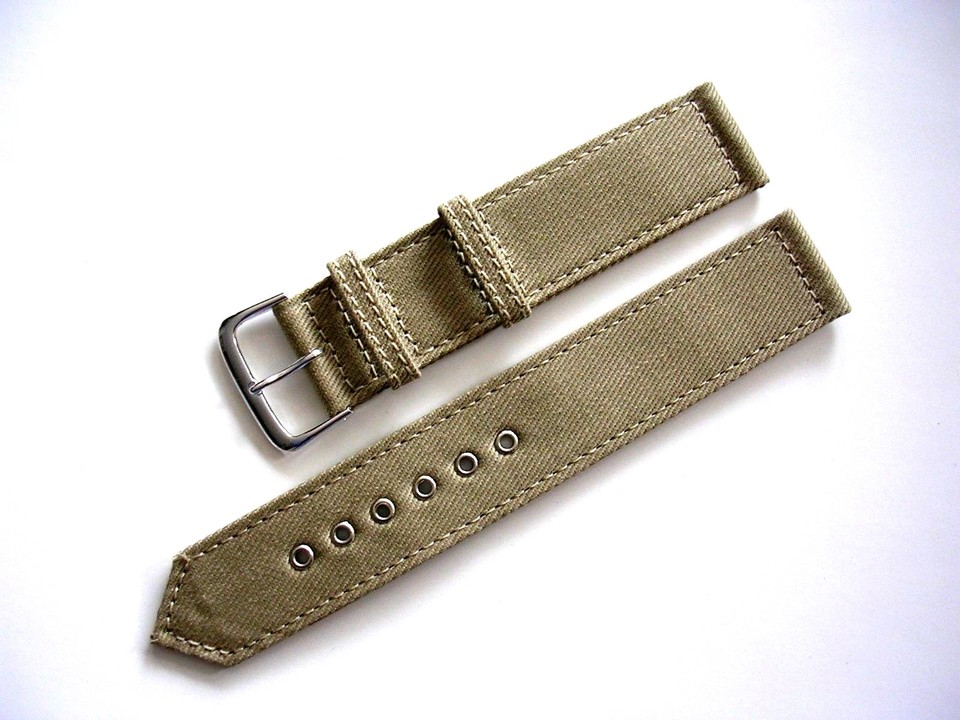 NATO ® 2pc WWII Canvas Military army watch band Field strap Chrome IW ...
