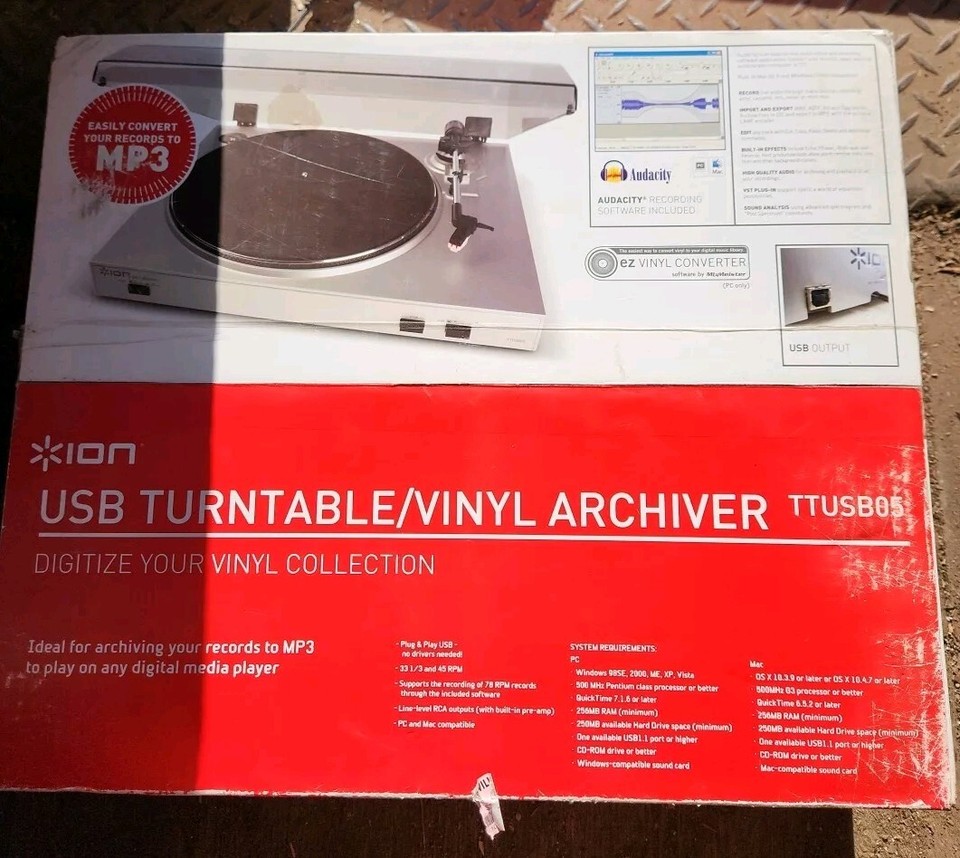 ION USB Turntable Vinyl Converter to Digital Archiver TTUSB05 Plug and ...