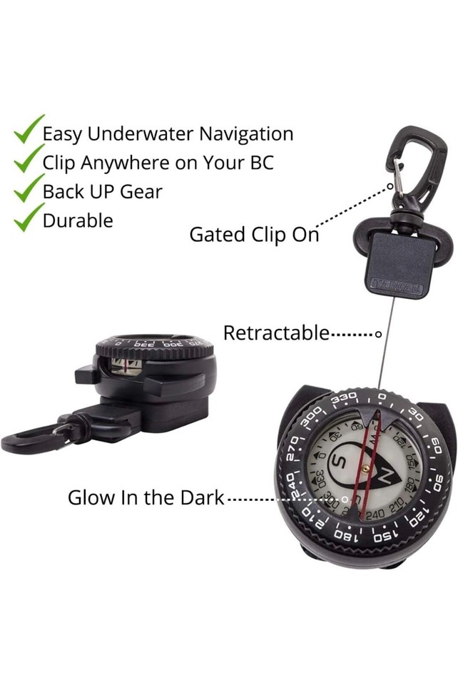 Trident Oil-Filled Compass for Diving Snorkeling Hiking and Outdoor Use ...