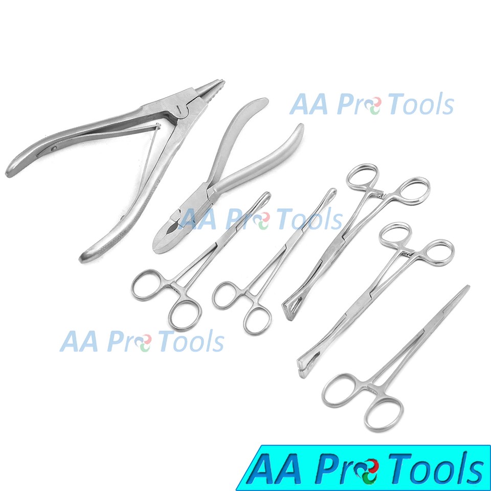 7 BODY PIERCING INSTRUMENTS KIT TOOLS PENINGTON SPONGE FORCEPS,SKIN ...