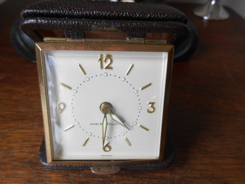 Vintage WESTCLOX Folding Travel Alarm Clock Wind-Up Clamshell Hands ...