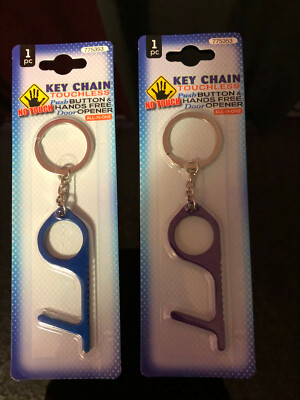 2-Key Chain Touchless push button & hands free door opener/tool hygiene ...