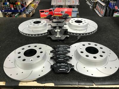 FOR AUDI SEAT SKODA VW FRONT REAR DRILLED GROOVED BRAKE DISCS & MINTEX ...