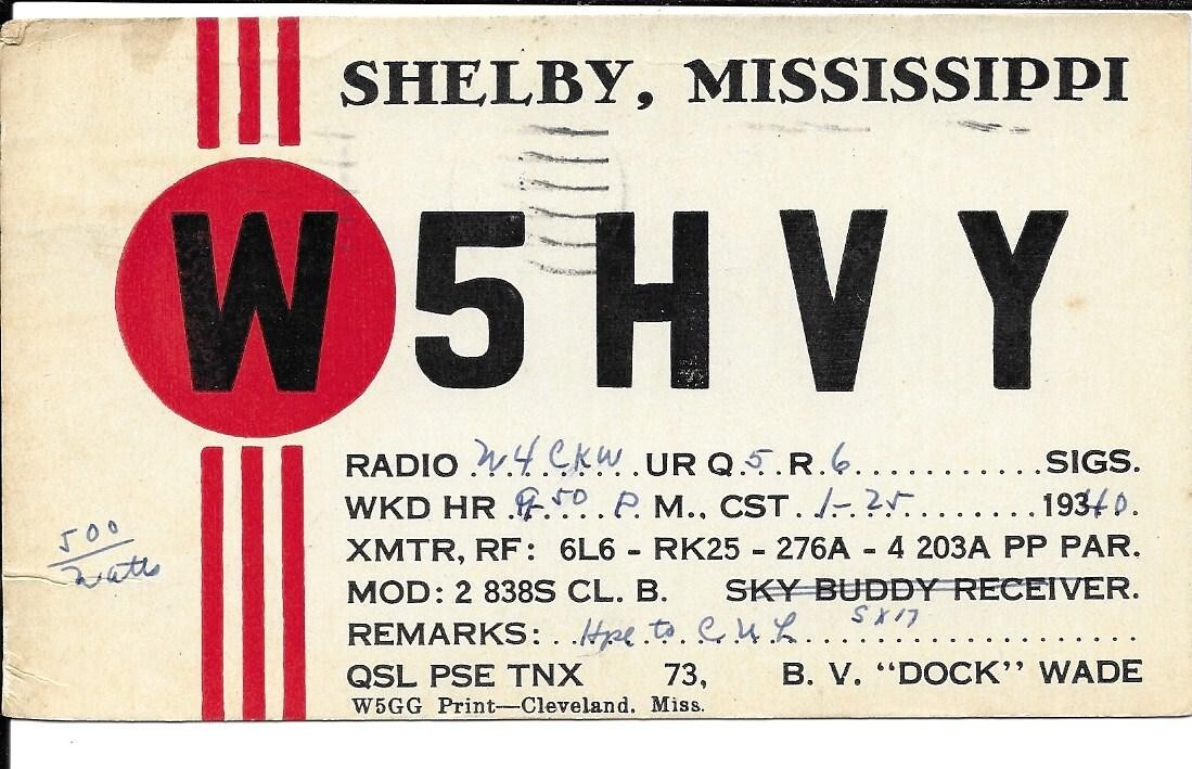 QSL 1940 Shelby MS radio card | eBay