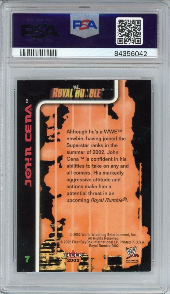 John Cena 2002 Fleer WWF Royal Rumble #7 Rookie Autograph PSA 6 Auto 10 ...