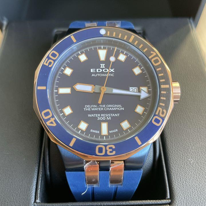Edox Delfin Diver Automatic Watch 43mm Sapphire Blue 300m Swiss ...