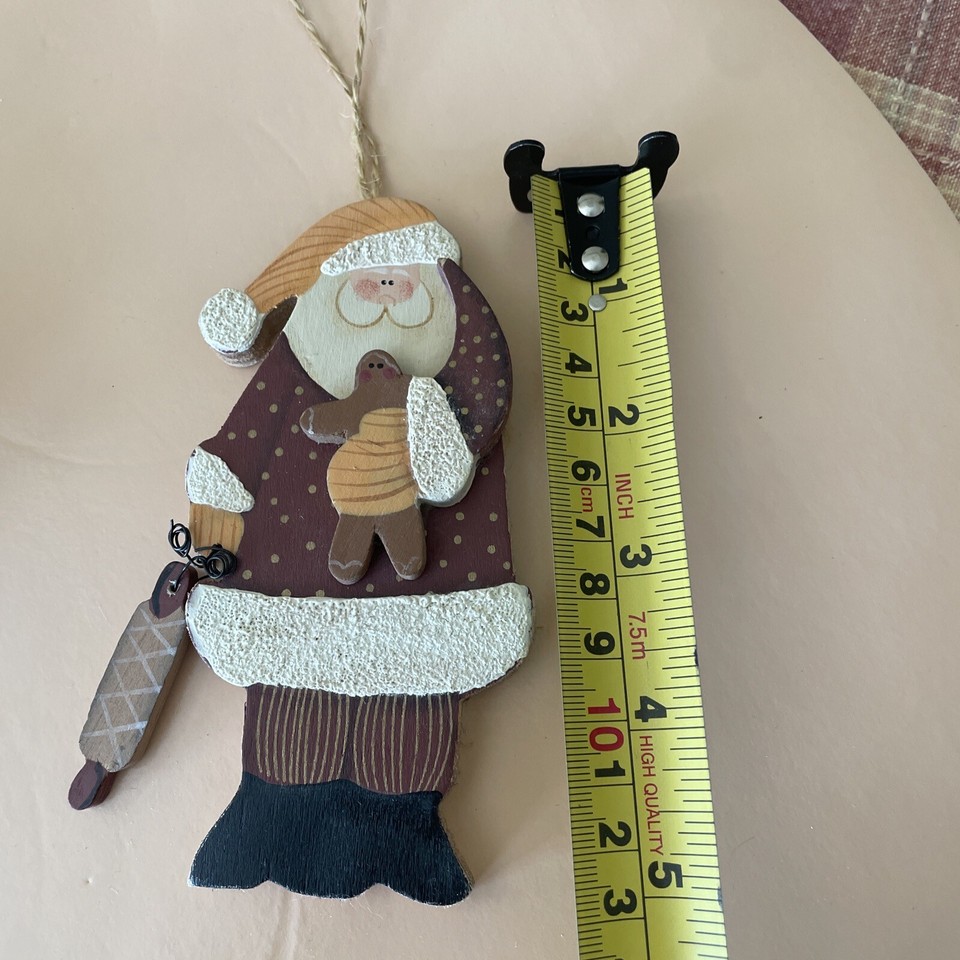 VINTAGE Christmas Ornaments - Baking Gingerbread Santa/Skating Snowman ...