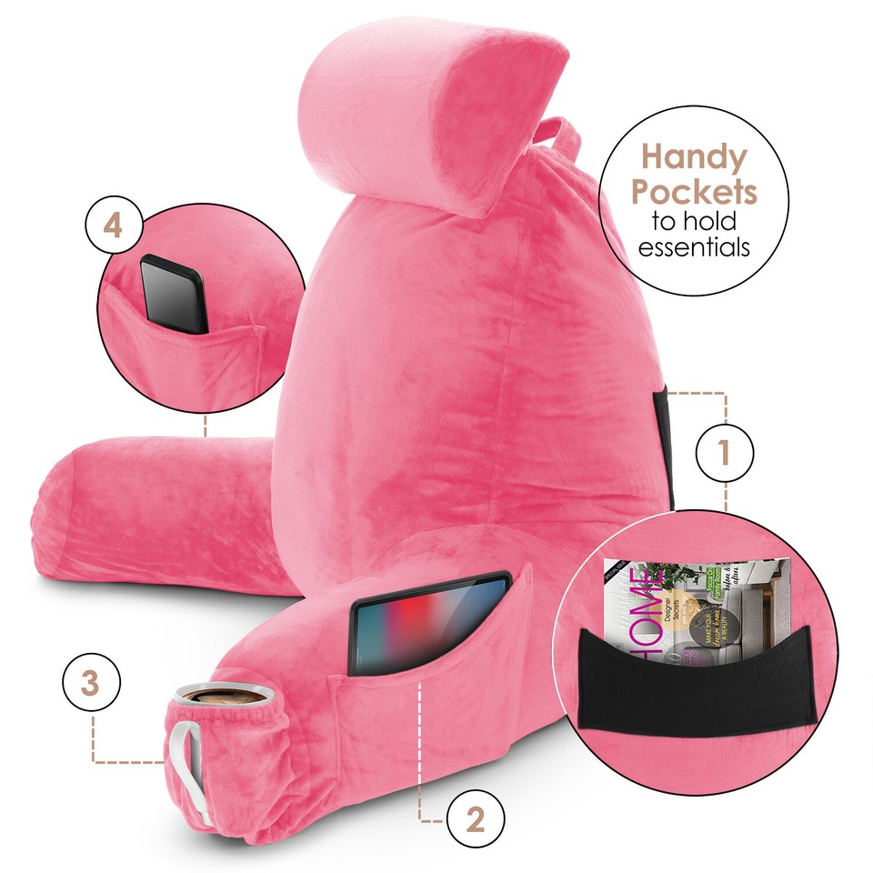 Large Soft Foam Reading & TV Relax Pillow + 2 Neck & Lumbar Pillows ...