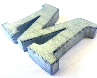 Galvanized Metal Letter M 4" Rustic Country Industrial Farmhouse 3D ...