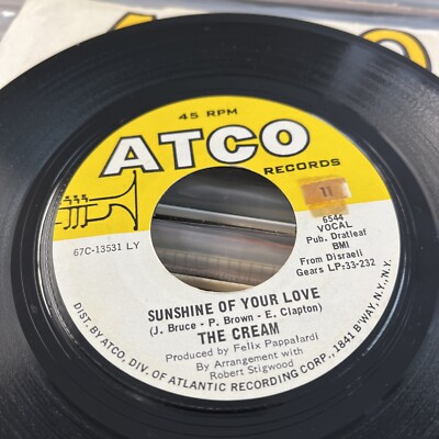 THE CREAM Sunshine Of Your Love / Swlabr 7” 45 Vinyl Record VG+ | eBay