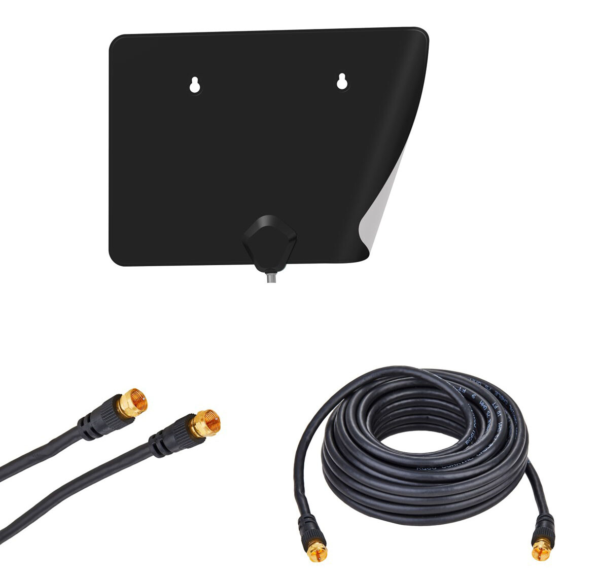 TV Digital Indoor Antenna Dual-Color Flat w/RG6 Coaxial Cable HDTV VHF ...