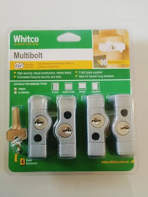 Whitco Window Lock 4 Cylinder For Timber Aluminium Grey Silver - 4 Pack ...