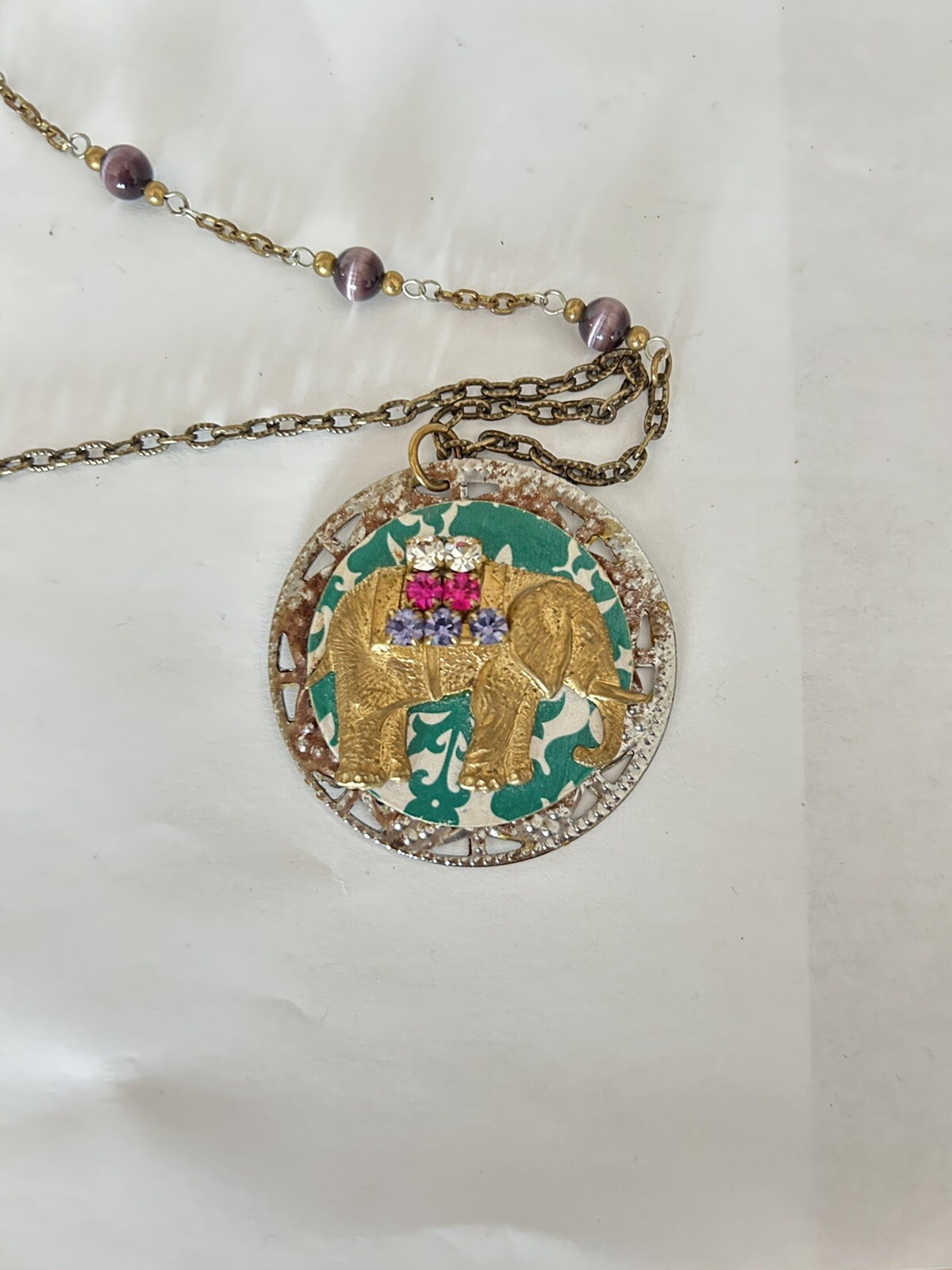 Rare Signed Lenora Dame Gorgeous Elephant Pendant Lo… - Gem