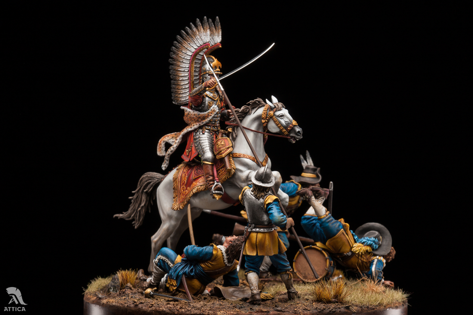 Polish winged hussar chases of swedish pikemen Painted Toy Soldier Pre ...