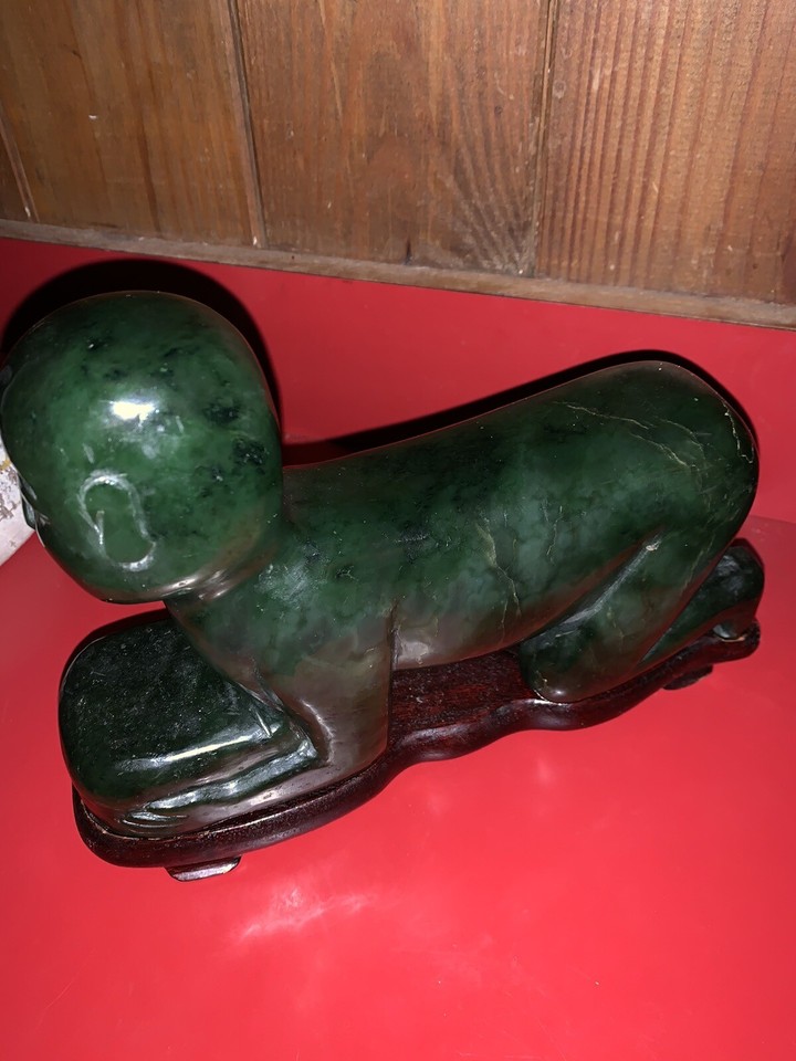 8 Pound Hand Carved Chinese Jade Buddha Neck Pillow Statue W/ Stand | eBay