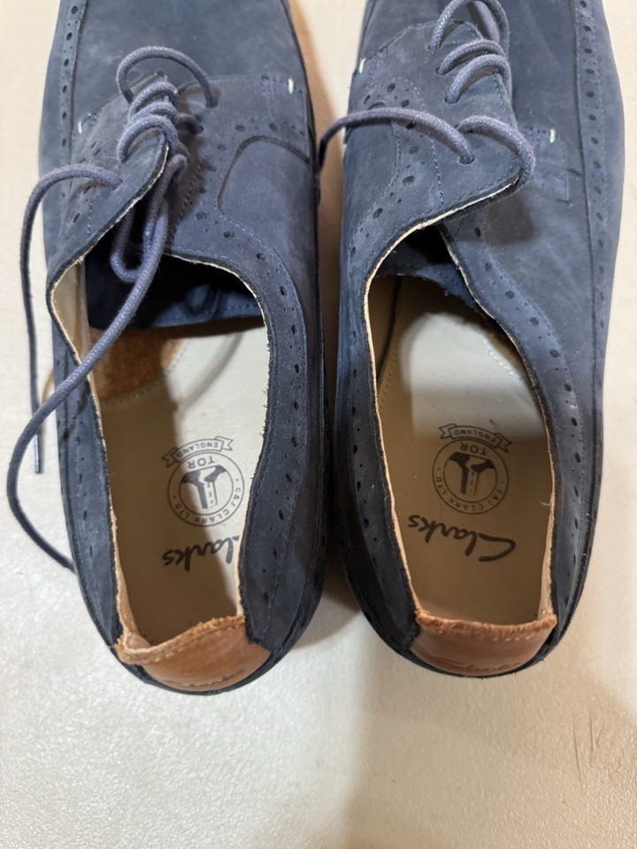 Clark Gambeson Dress Oxford Loafers shoes Navy Blue Suede men's size 12 ...