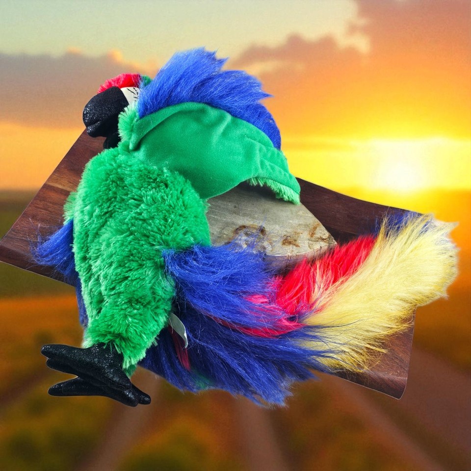 Realistic Folkmanis Macaw Parrot Puppet Stuffed Animal Plush Green Full ...