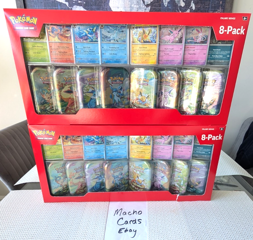 2-Pack Pokémon Prismatic Evolutions 8 Mini-Tins with Promo Cards Costco ...