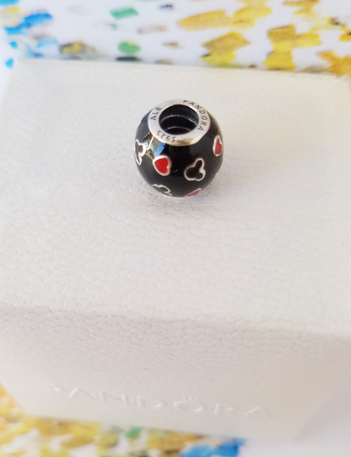 New! Authentic Silver Pandora Disney Mickey Mouse Hearts Enamel Charm ...