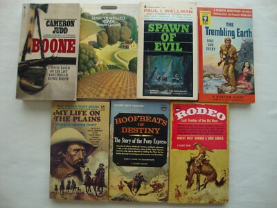 7 WESTERN pb books FRONTIER EXPLORATION paperbacks CUSTER, BOONE, RODEO ...