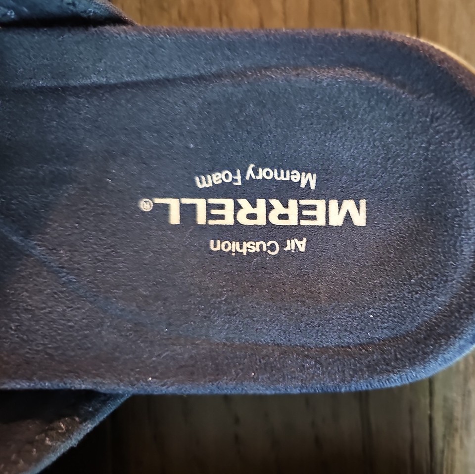 Merrell air Cushion memory foam Slip On slide sandal Navy Grey Women’s ...