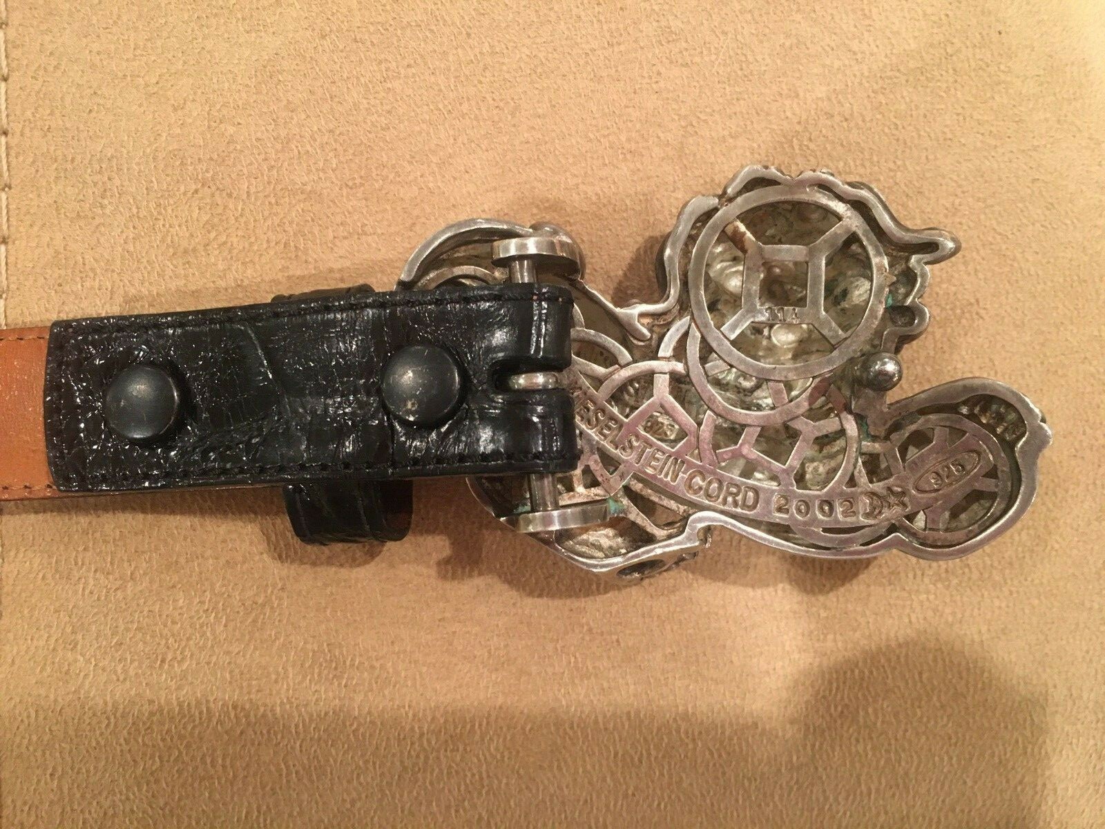 Rare!!! Kieselstein Sterling Manchu Foo Dog Buckle W/Black Alligator ...