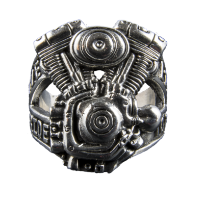 Engine Block Live to Ride Ring .925 sterling silver Biker Heavy Metal ...