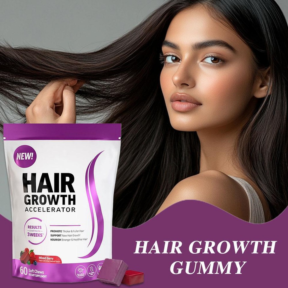 Force Factor Hair Growth Accelerator Soft Chews, Hair Growth Vitamins ...