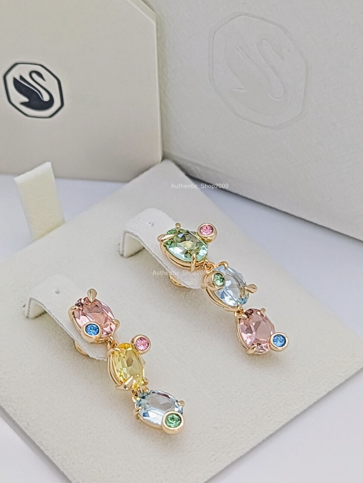 New Authentic SWAROVSKI Colorful Sparkle Crystals Gema Drop Earrings ...