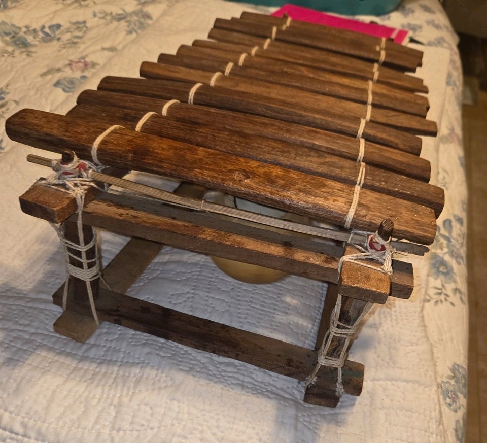 Vintage Balafon African Tribal Instrument 12 Wooden Keys Gourds 20"x13 ...