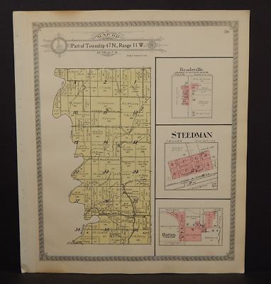 Missouri Callaway County Map Round Prairie Township 1919 Q7#25 | eBay