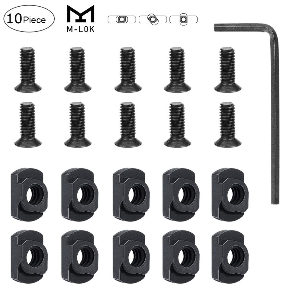 10 Pack M-LOK Screw and Nut Replacement Set for Rail Sections - with ...