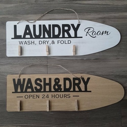 Laundry Room Wash & Dry Open 24 Hours Ironing Board Wall Signs Wooden ...
