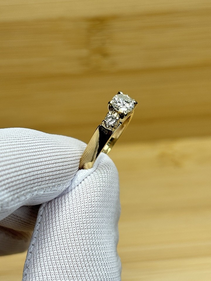 14k YG Gold Diamond Ring 3 Stones .50 CTW Natural Signed LIBCO 4.75sz 2.7g | eBay