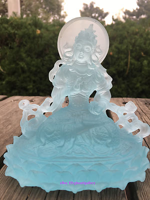 Art Colored Glass Pate-De-Verre Blue Vajrasattva Buddha Crystal ...