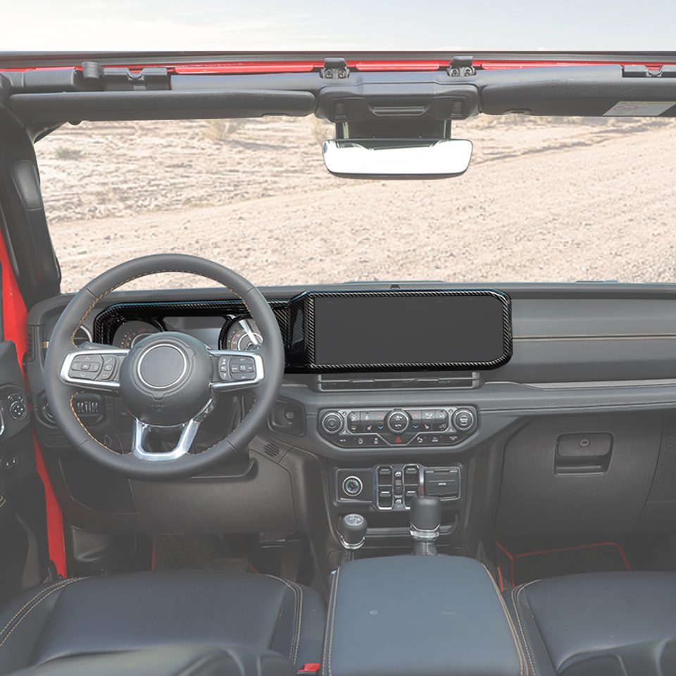 Interior Center Console Cover Trim for Jeep Wrangler JL JT 2024+ Carbon ...