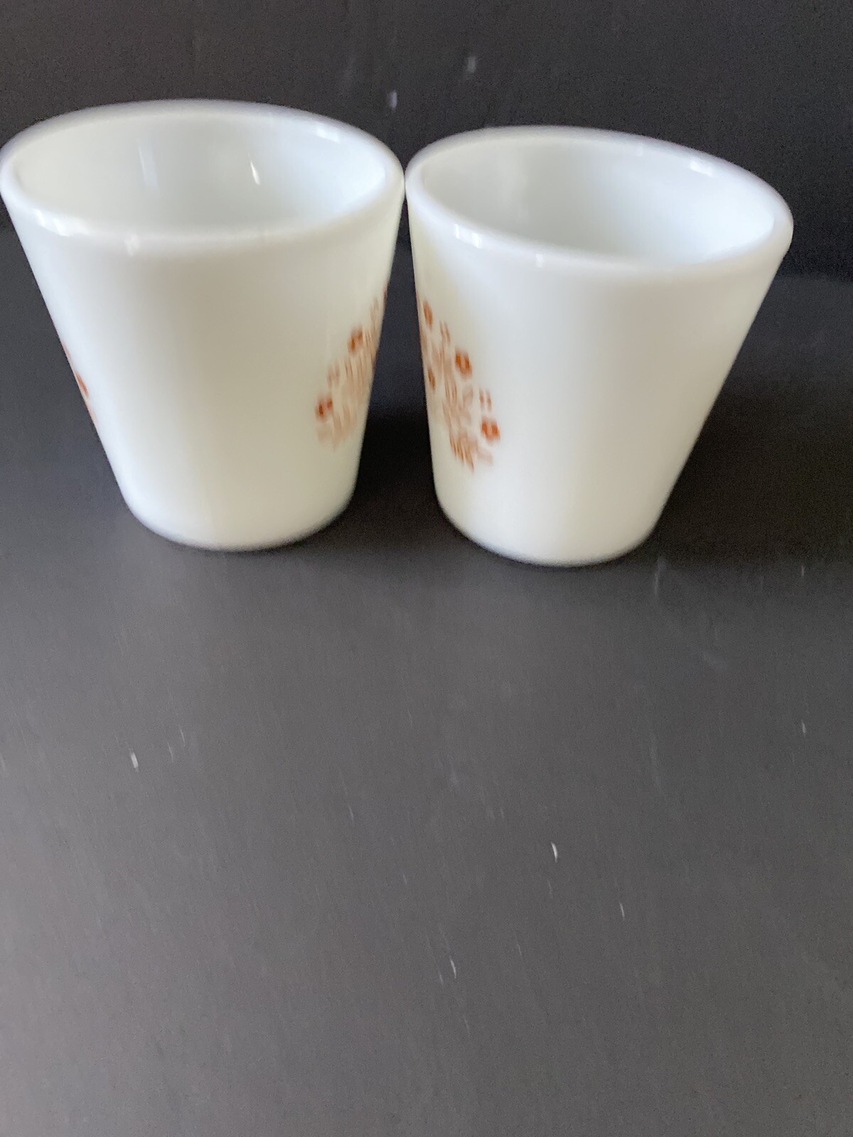 Vintage 2 Pyrex Milk Glass Coffee Cups with Brown Floral Image on Both ...