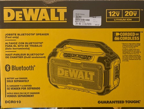 DEWALT DCR010 12V/20V MAX Jobsite Bluetooth Speaker-Cord Or Cordless ...