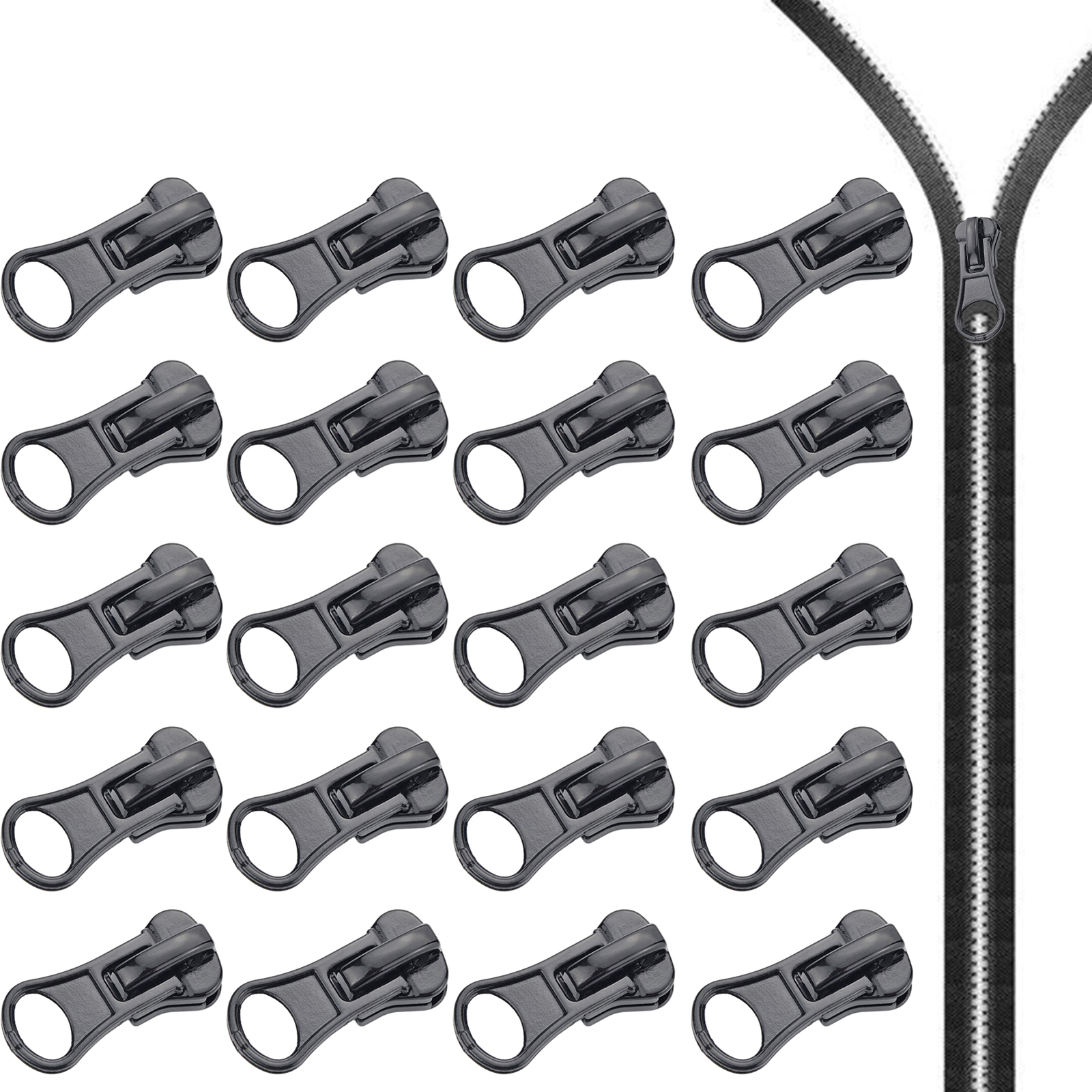 20pcs Easy Install Zipper Pull Jacket Coat Self Locking Slider Black ...