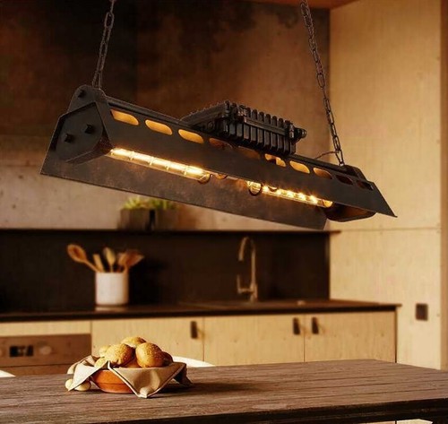 Vintage Pendant Hanging Light Indoor Wrought Iron Chandelier Rust Lamp ...