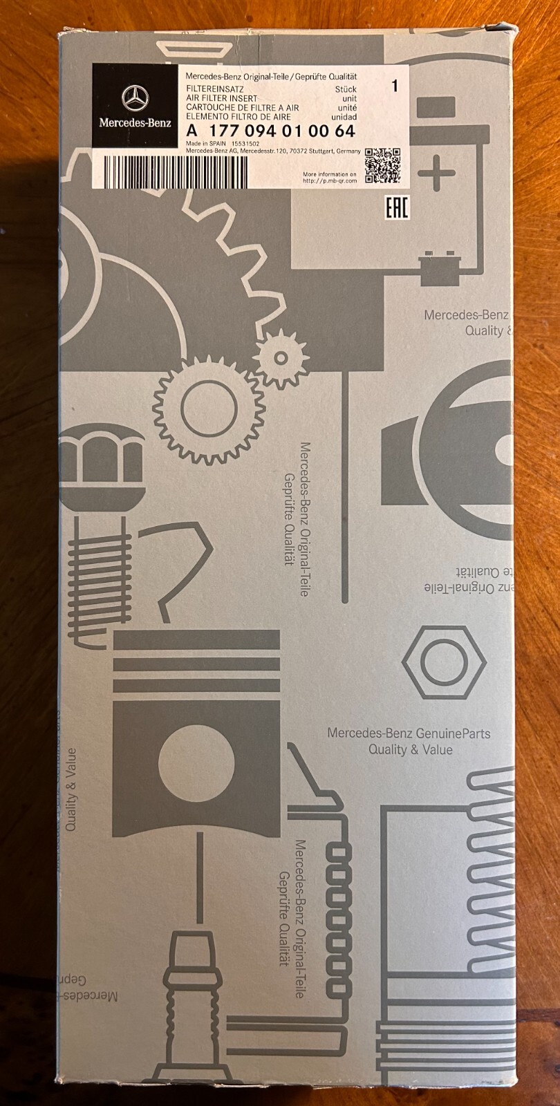 NEW MERCEDES-BENZ AMG RIGHT AIR FILTER ELEMENT A177094010064 ORIGINAL ...