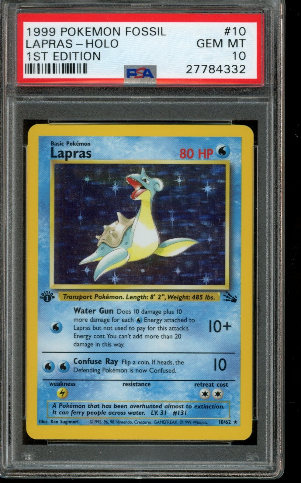 Lapras 1999 Fossil #10/62 1st Edition Holo Price Guide - Sports Card ...