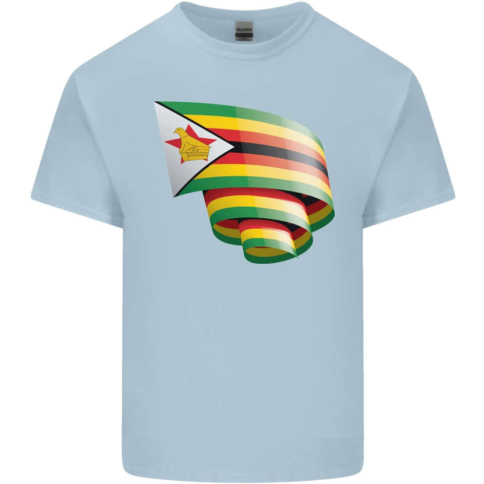 Curled Zimbabwe Flag Zimbabwean Day Football Mens Light Cotton T-Shirt ...