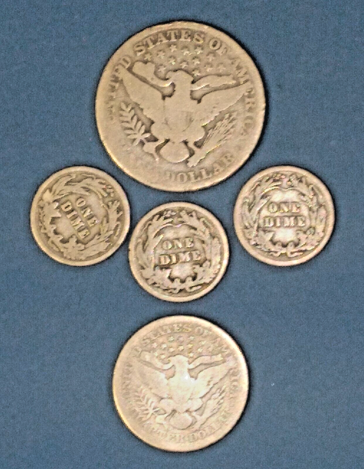 1912 SILVER BARBERS COINS 1/2 DOLLAR, QUARTER & (3 Qty) DIMES | eBay