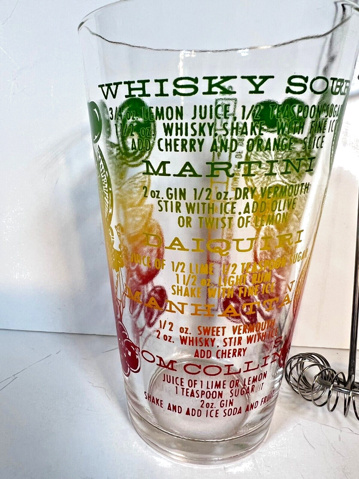 12 oz Mixing Glass with Recipes, Ice Pick, Stainless Steel Mini Whipper ...